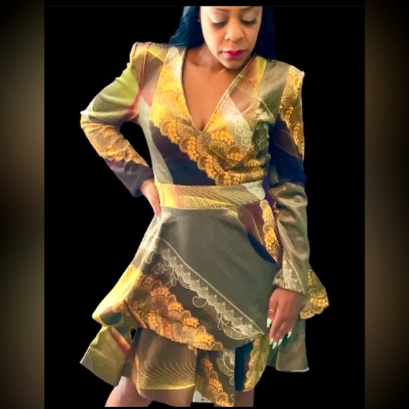 Cqbycq | Dresses | Cq By Cq Dress Nwot Gold Toned Velvet Layered Dress ...